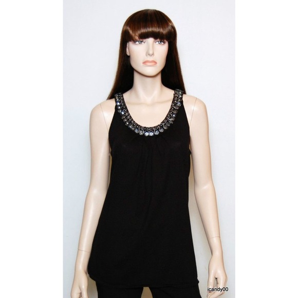 Magaschoni | Tops | Magaschoni Cotton Jersey Knit Jeweled Neck Dress ...